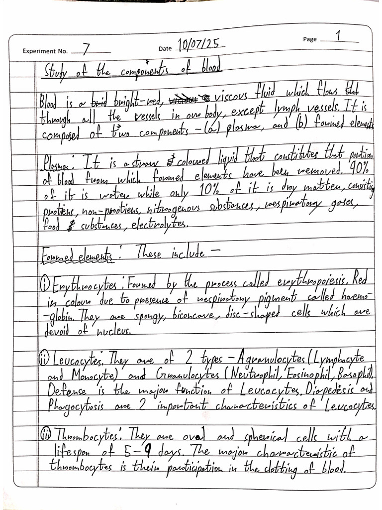 Bio Experiment 7 (Blood) | PDF
