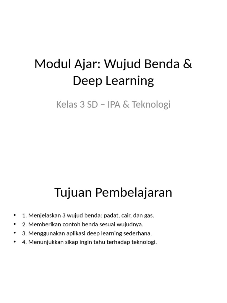Modul Ajar Wujud Benda DeepLearning Kelas3SD | PDF
