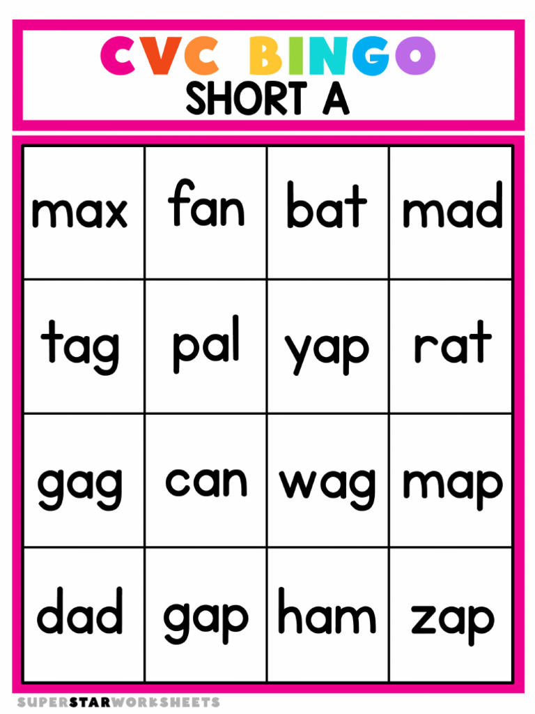 CVC Short A Bingo Card 2 | PDF