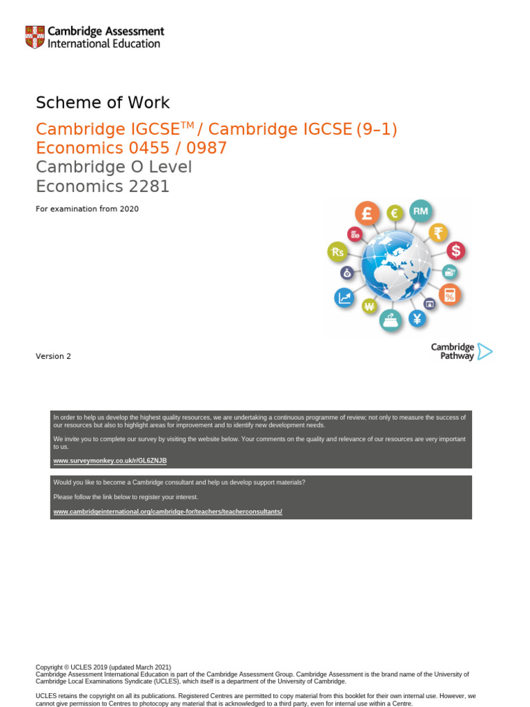 Cambridge IGCSE Economics Scheme of Work | PDF | Price Elasticity Of ...