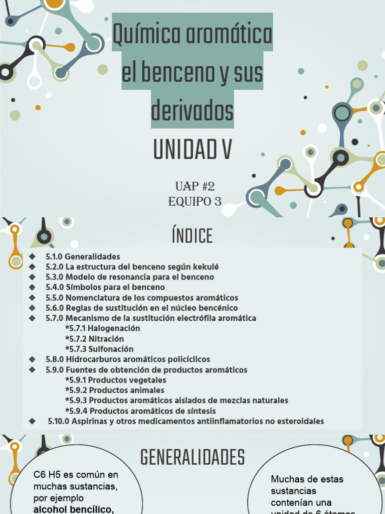 Química Aromática El Benceno y Sus Derivados UNIDAD V | PDF | Benceno ...