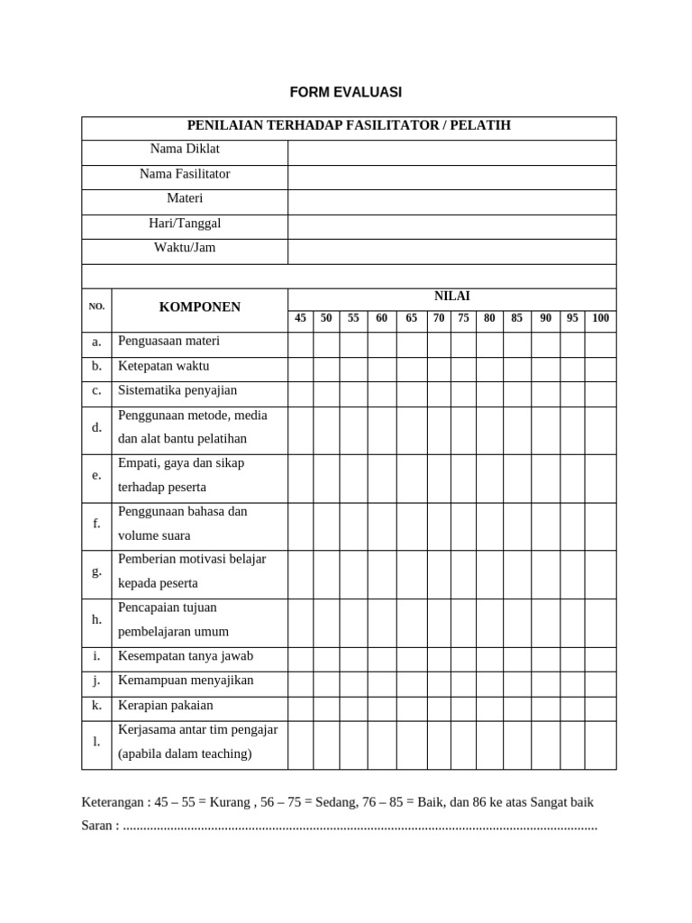 Form Evaluasi | PDF