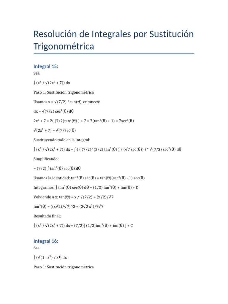 Integrales 15 y 16 Resueltas | PDF