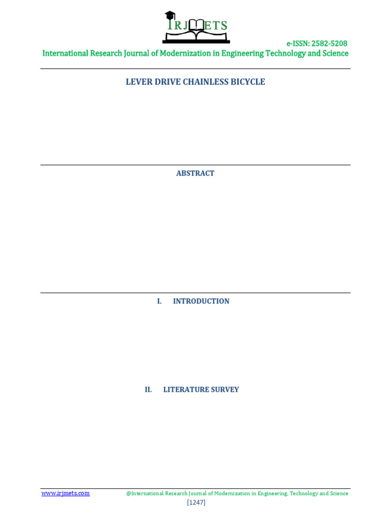 Chainless Bike | PDF | Mechanical Engineering | Vehicle Technology
