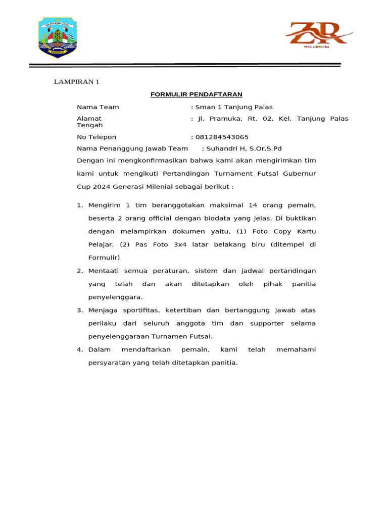 Formulir Pendaftaran | PDF