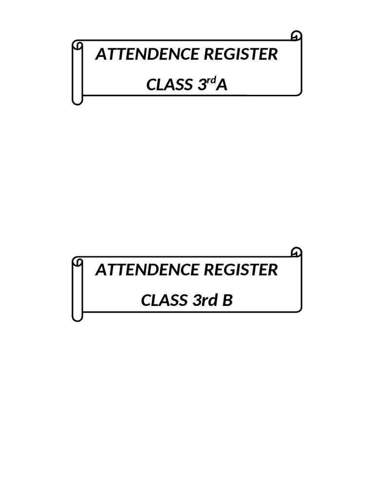 Attendence Register Class 3rd To 5th | PDF