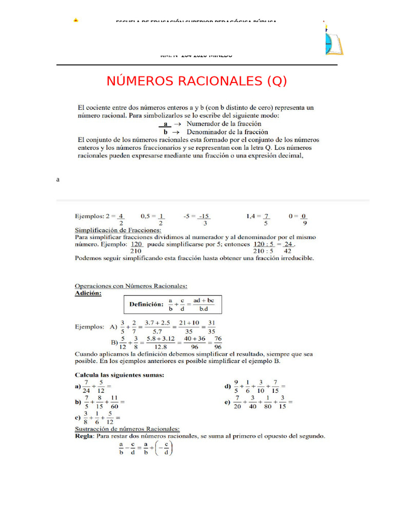Números Racionales | PDF