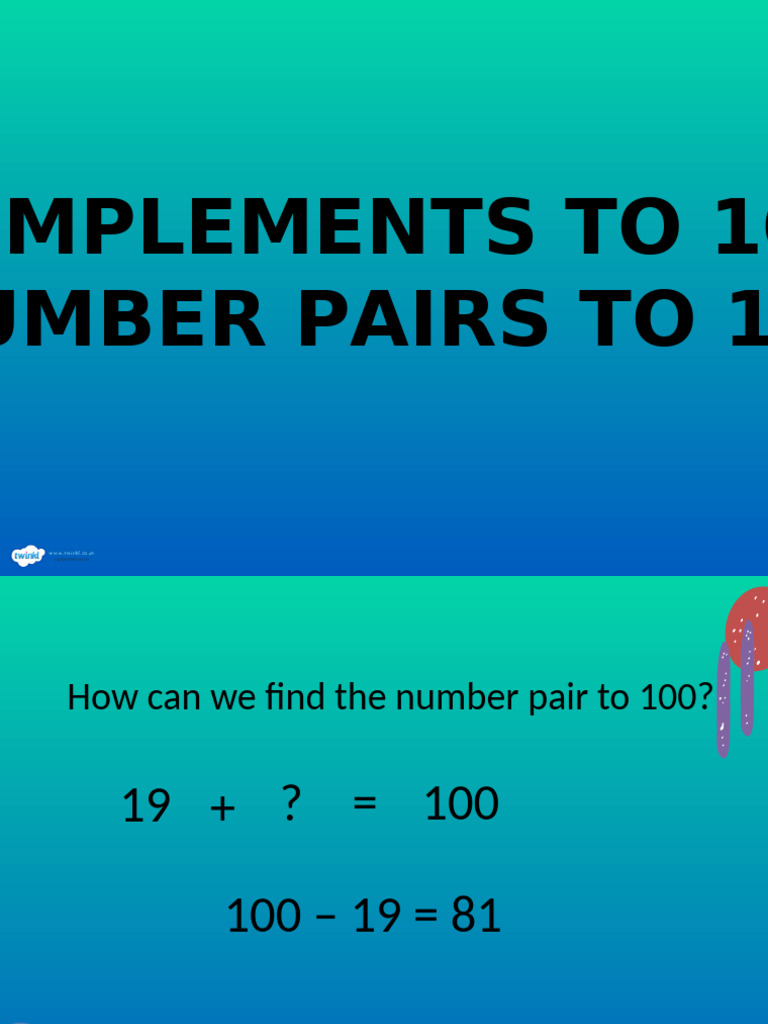 Number Pairs to 10, 20, 100, 1000 | PDF