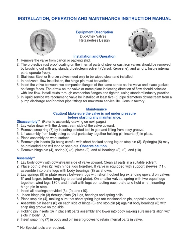 DC Iom Retainerless | PDF | Valve | Pipe (Fluid Conveyance)