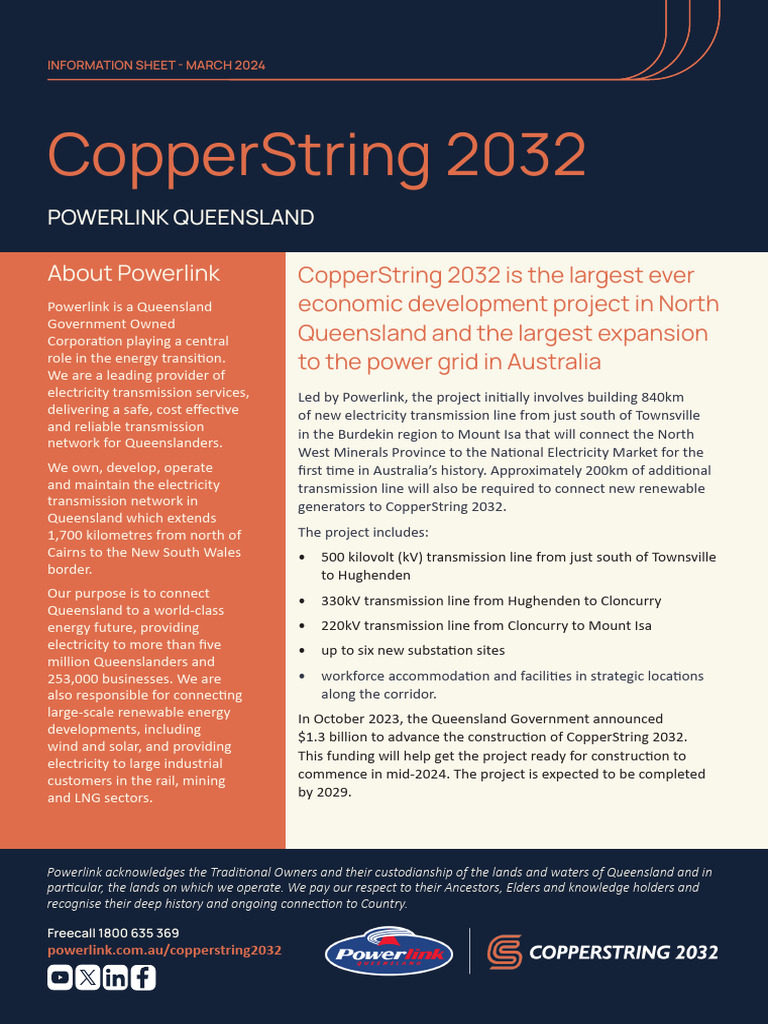 CopperString 2032 Information Sheet March 2024 | PDF | Electric Power ...