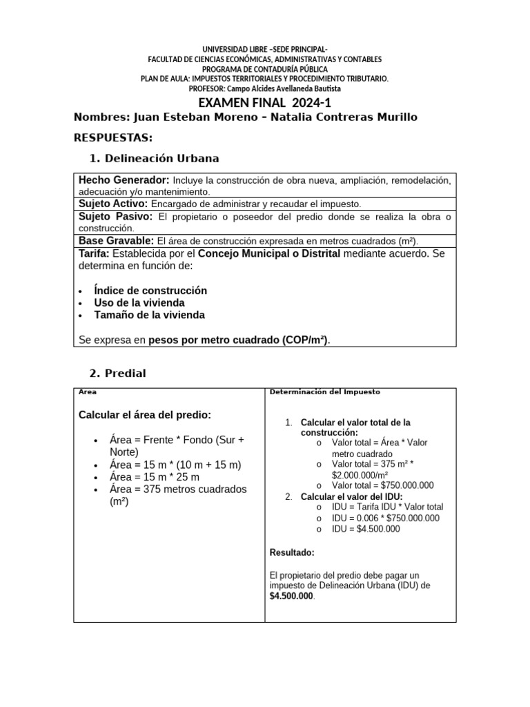 FORMATOS. EXAMEN Final IMPOTERRITORIALES - JuanEsteban Moreno y Natalia ...