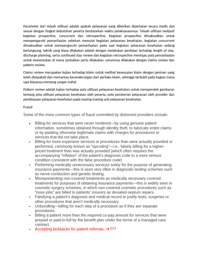 Fraud: Accepting Kickbacks For Patient Referrals. ??? | PDF | Insurance | Health Care