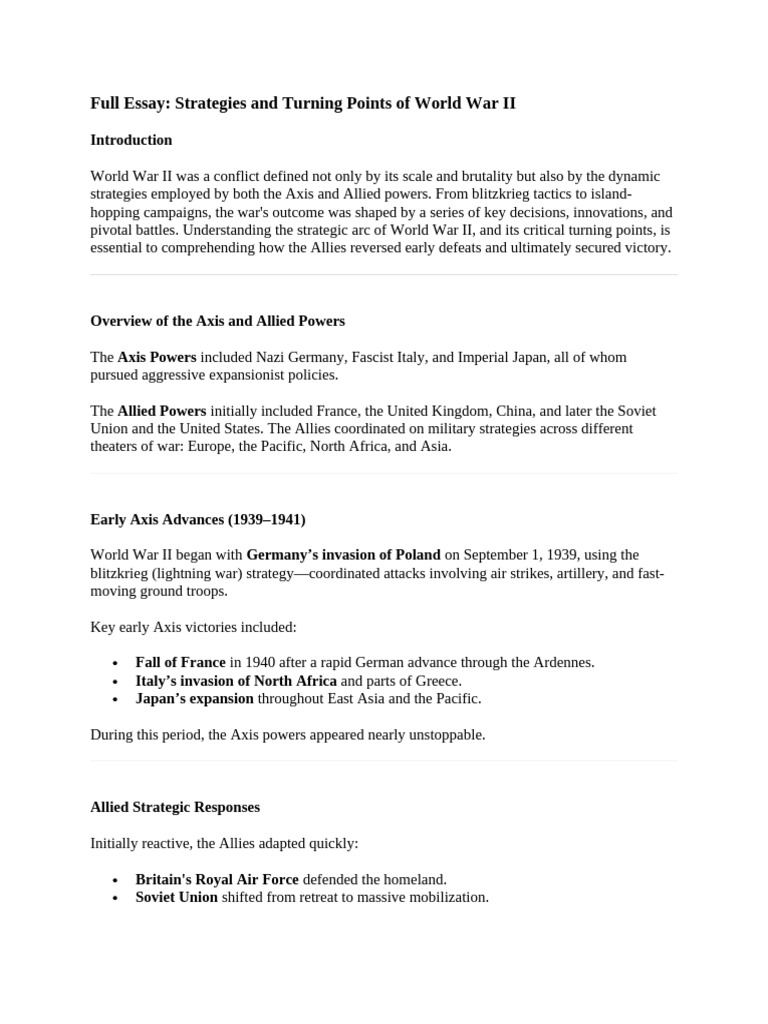 WWII Strategies and Key Turning Points | PDF | World War II | Allies Of ...