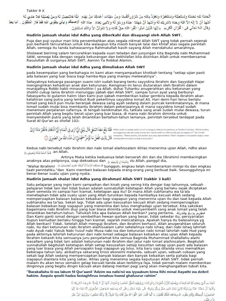 Khotbah Idul Adha 2025 | PDF