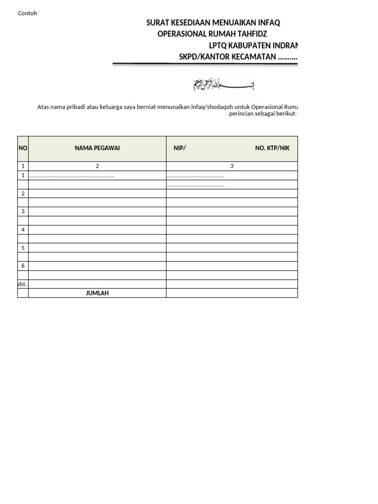 Formulir KMZ LPTQ | PDF