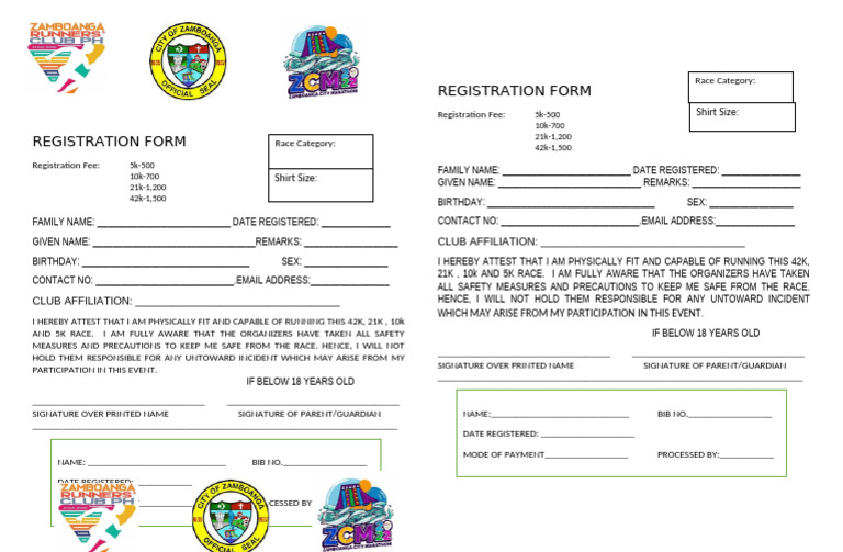 ZCM Reg Form | PDF