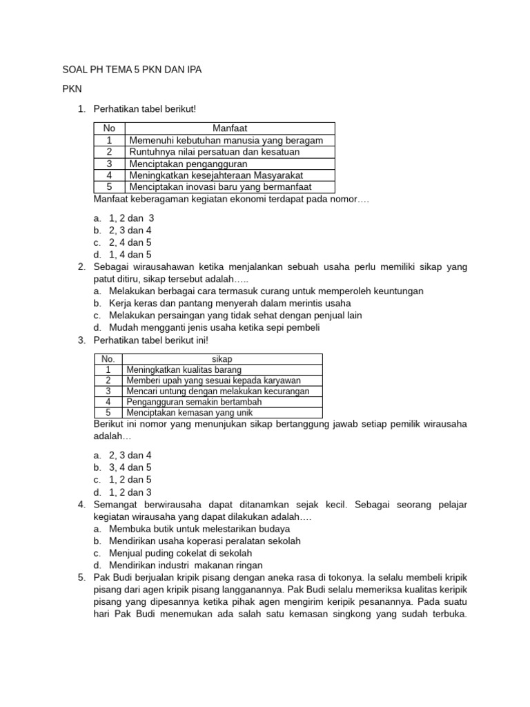 PH Tema 5 PKN Dan Ipa | PDF