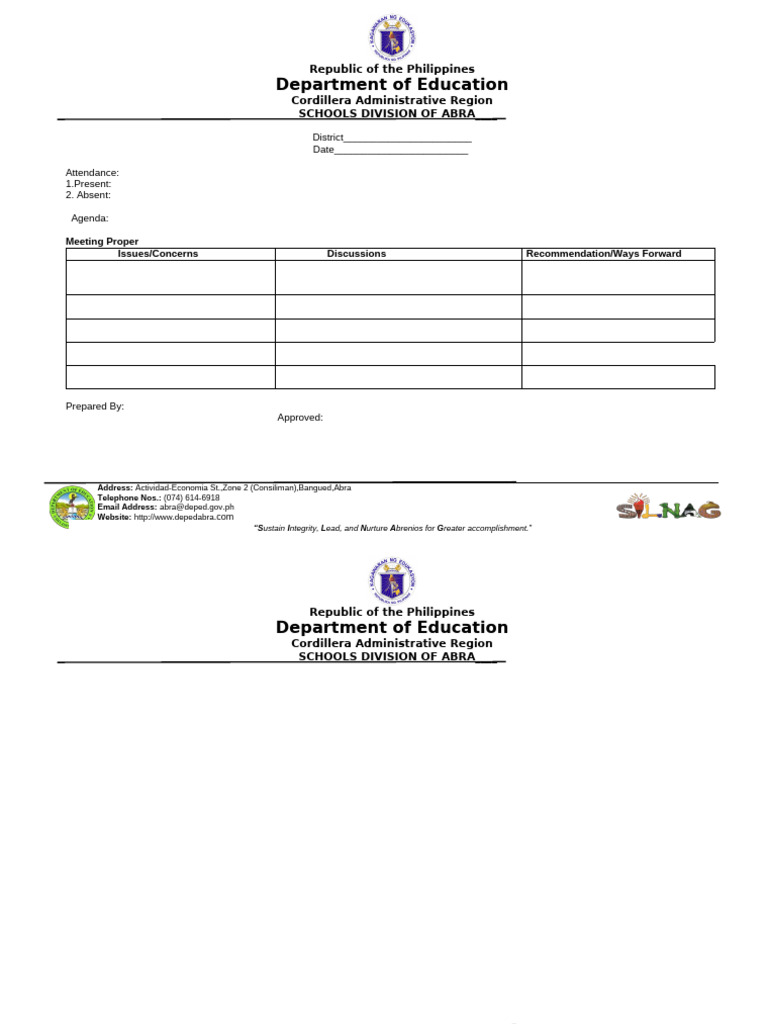 Meeting Agenda for Schools Division of Abra | PDF