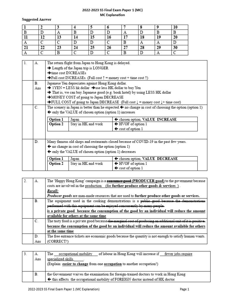 22 - 23 S5 ECON Final Exam - Q and ANSWER-32-45 | PDF | Cost Of Living ...