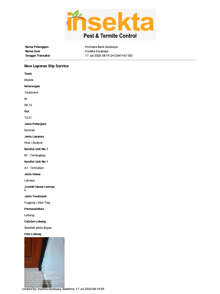 New Laporan Slip Service - Permata Bank Surabaya - 20250717081924 | PDF