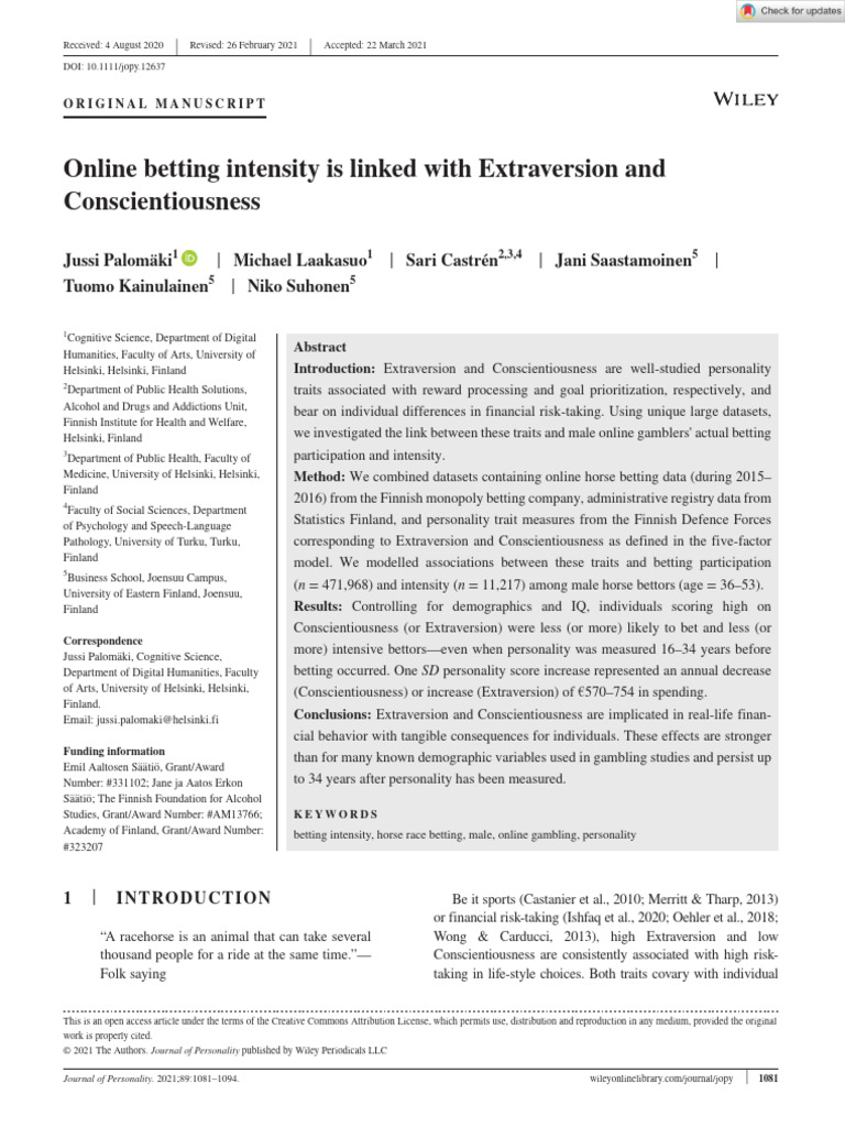 Journal of Personality - 2021 | PDF | Linear Regression | Ordinary ...