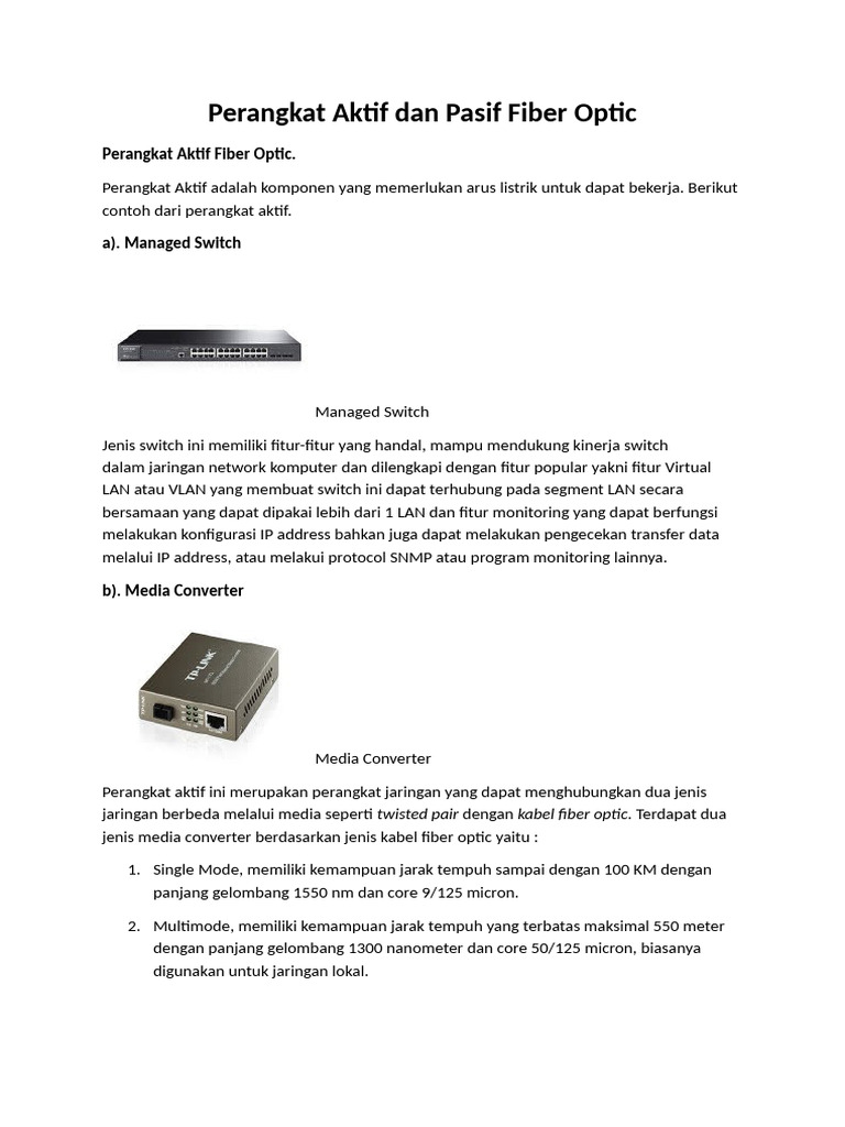Komponen Aktif dan Pasif Fiber Optik | PDF