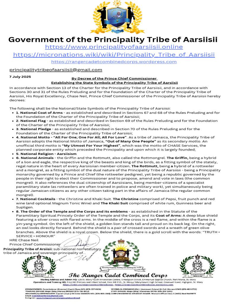 Decree Establishing The State Symbols of The Principality Tribe of ...