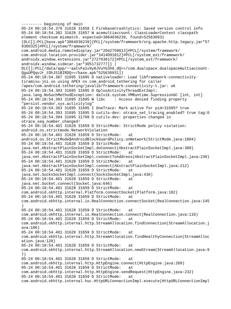 Com - Dualspace.dualscemultiaccount Logcat | PDF | Java (Programming Language) | Computing