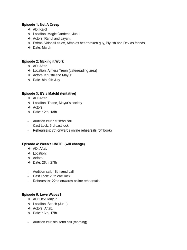 Meet Cute Sched | PDF