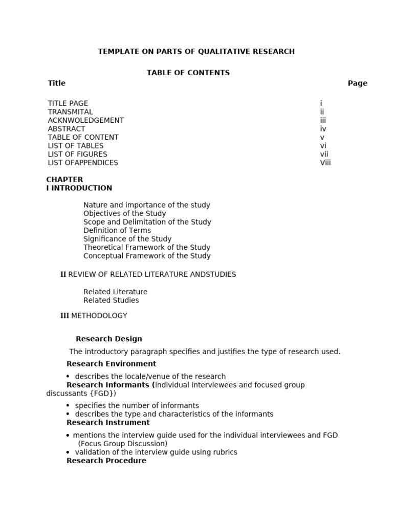 Qualitative Research Structure Template | PDF | Qualitative Research | Data