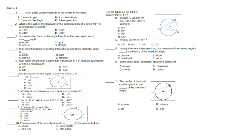 Quiz For Circle Q2 | PDF