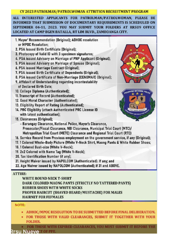 PNP Requirements | PDF