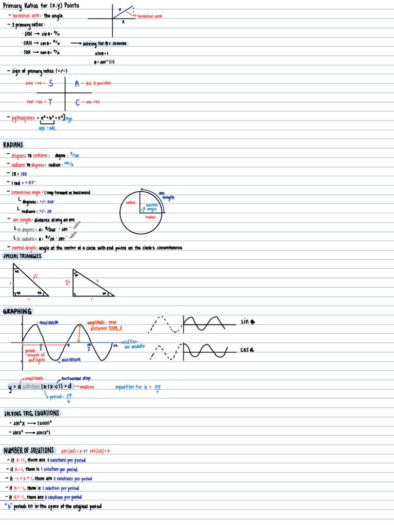 Trigonometry Notes and Ratios | PDF