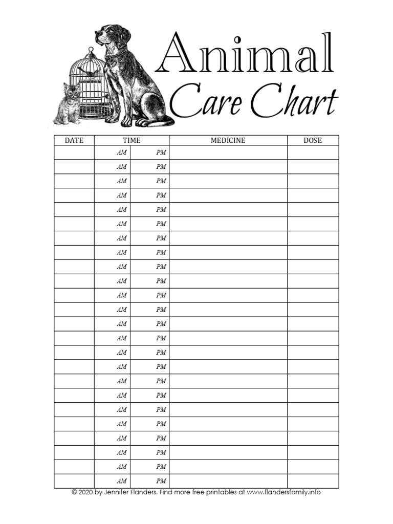 Animal Care Chart | PDF