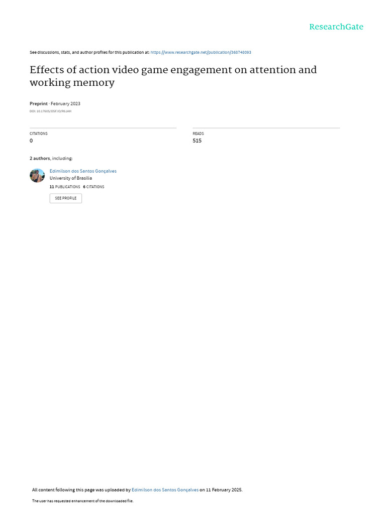 Action Video Games' Impact on Attention | PDF | Attention | Working Memory
