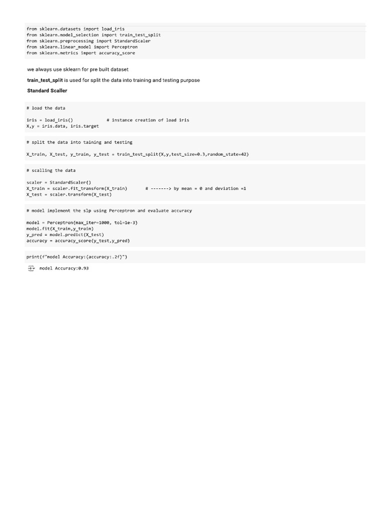 SLP With Sklearn | PDF
