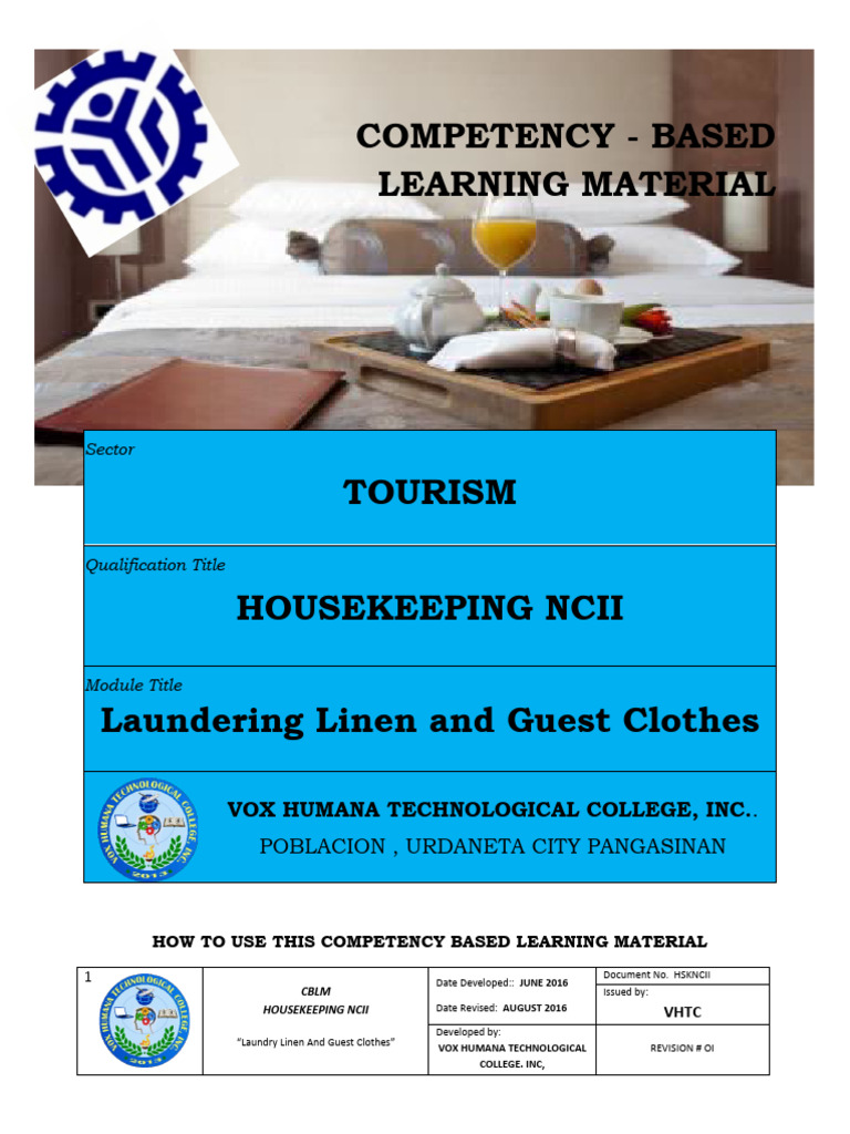 CBLM-HSK (Laundry Linen and Guests Clothes) | PDF | Bleach | Laundry