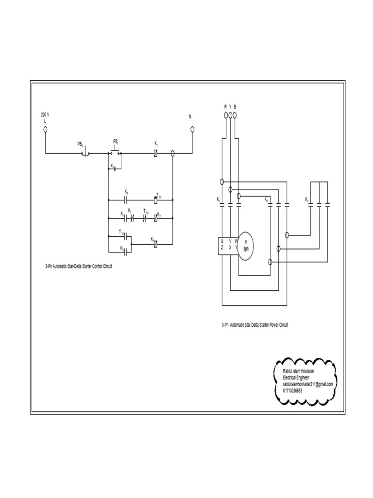3ph - Automatic Star-Delta Starter Control & Power Circuit Design | PDF