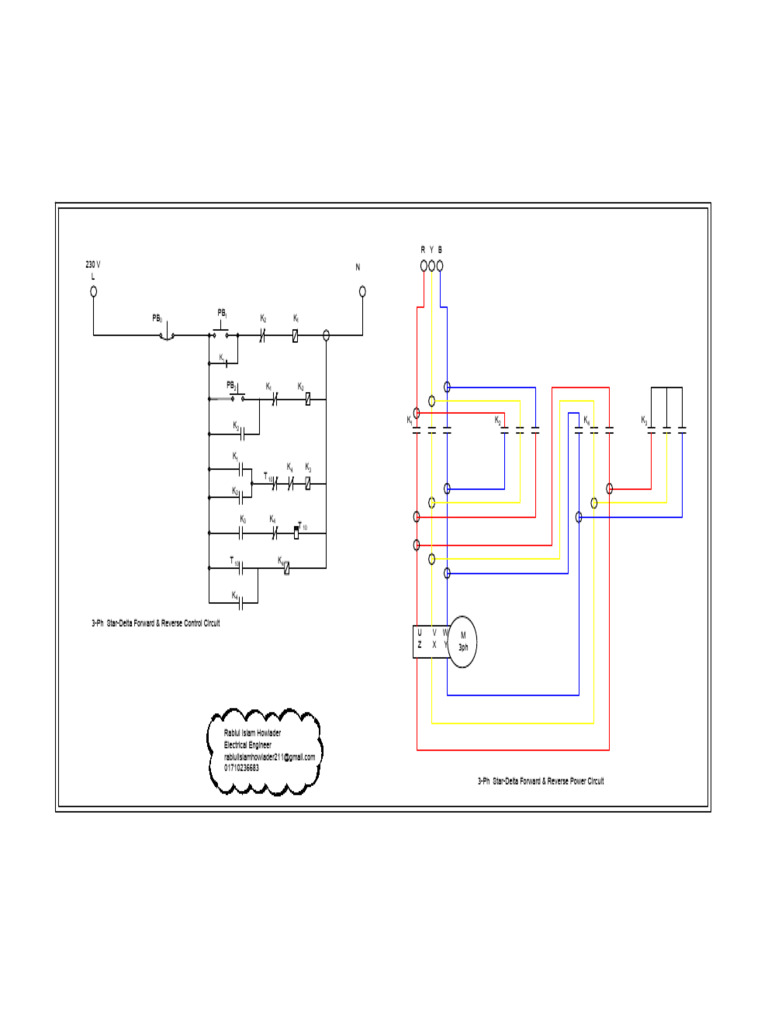 3-Ph Star-Delta Forward & Reverse Control & Power Circuit Design | PDF