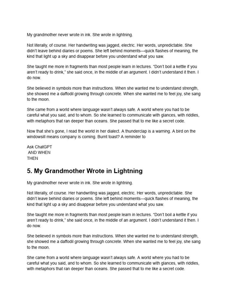 My Grandmother Wrote in Lightning | PDF