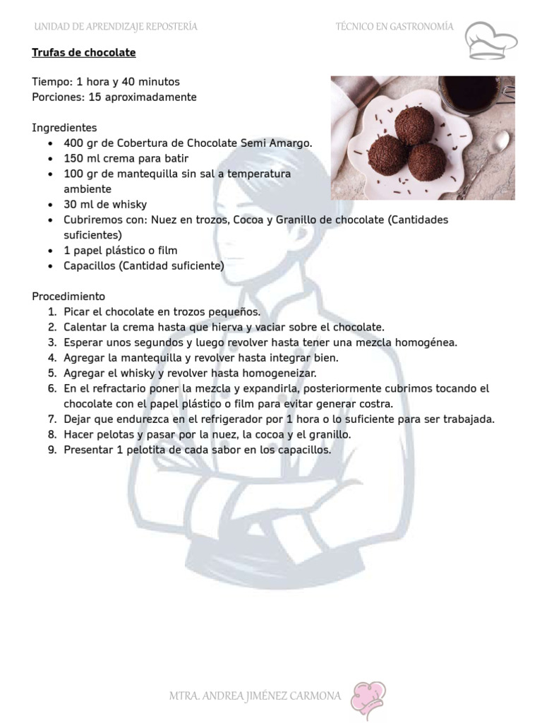 Practica 2 Trufas, Cake Pops y Bombones | PDF | Chocolate | Confitería