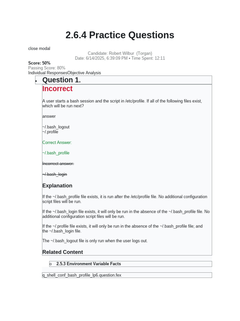 INT 2380 - Linux Admin 2025 2.6.4 Practice Questions | PDF | Sudo | Shell (Computing)