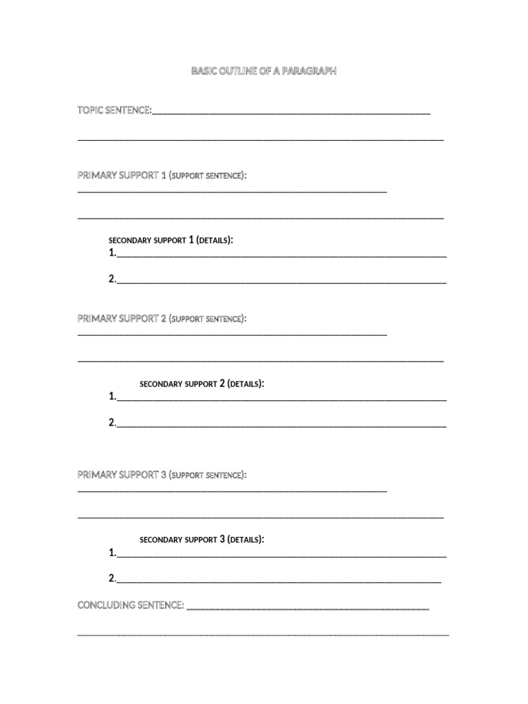 Basic Paragraph Outline | PDF
