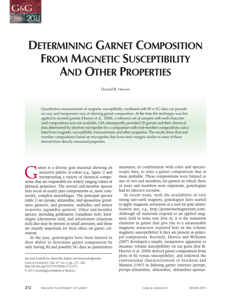 Determining Garnet Composition From Magnetic Susceptibility | PDF ...