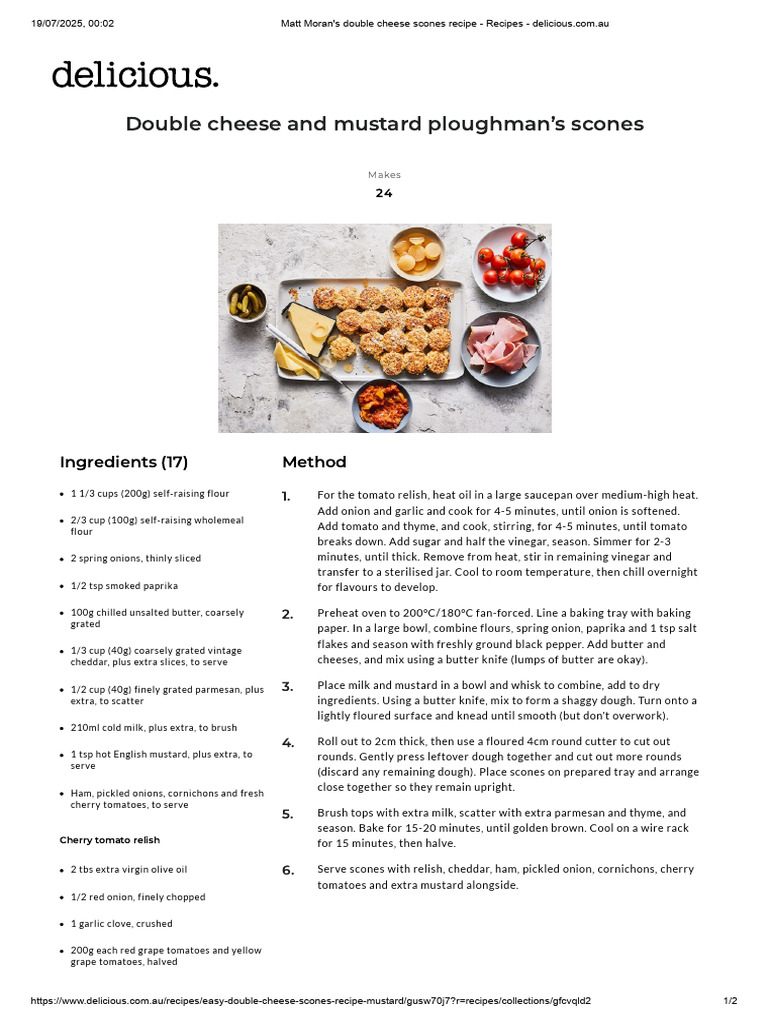Matt Moran's Double Cheese Scones Recipe - Recipes - Delicious - Com.au ...