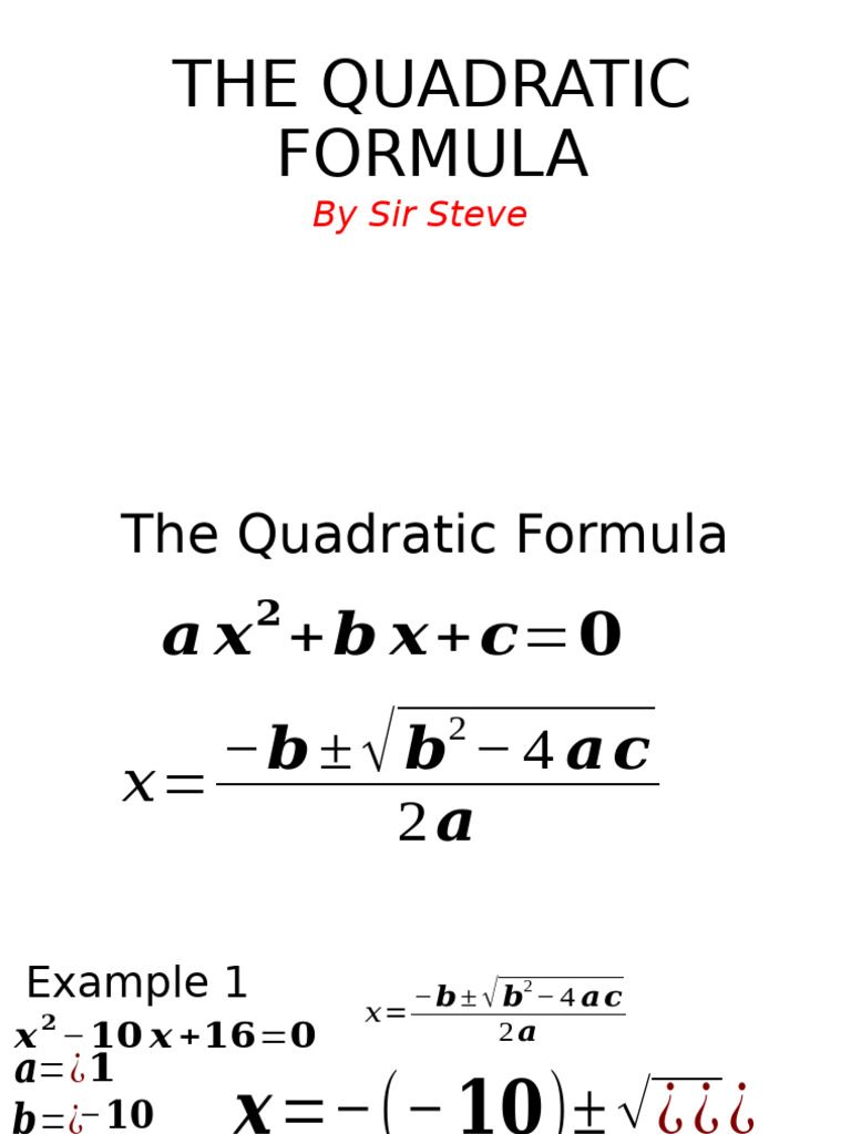 THE QUADRATIC FORMULA Lesson | PDF