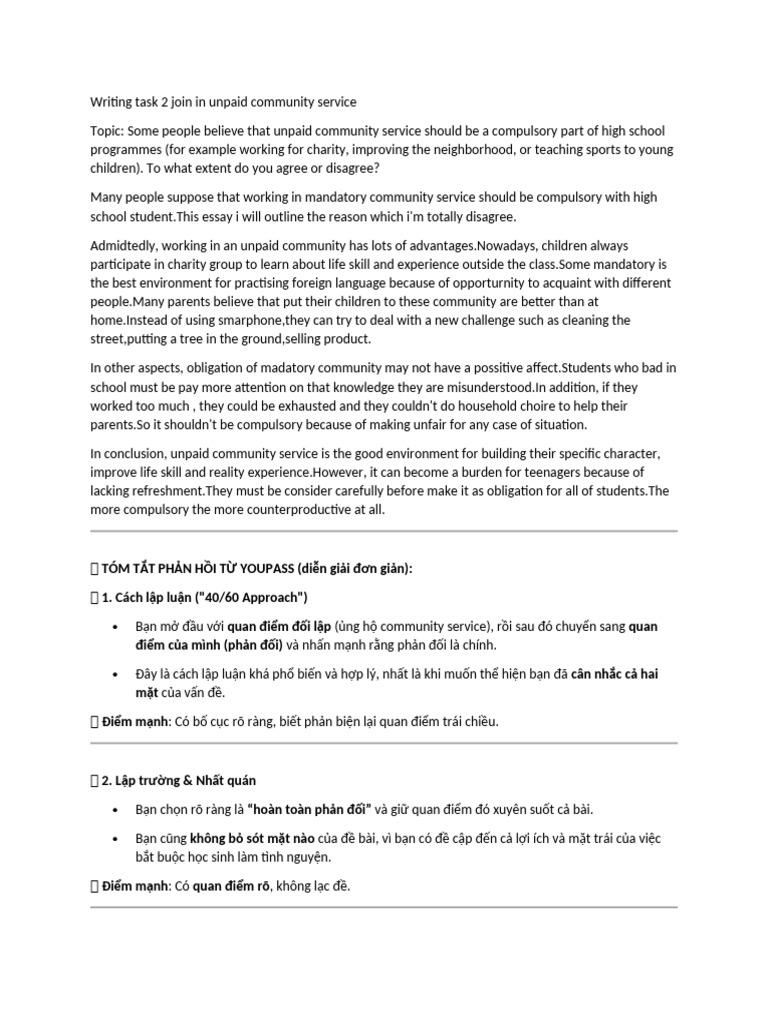 Writing Task 2 Unpaid Community Service | PDF