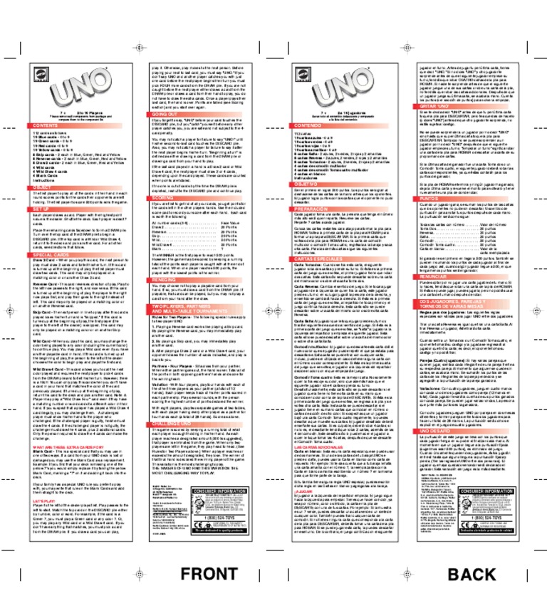 Uno (Reglas) | PDF | Playing Cards | Consumer Goods