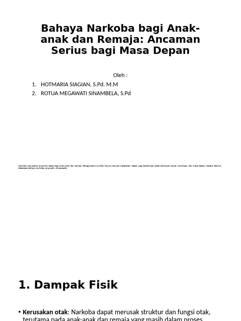 Bahaya Narkoba Bagi Anak-Anak Dan Remaja | PDF