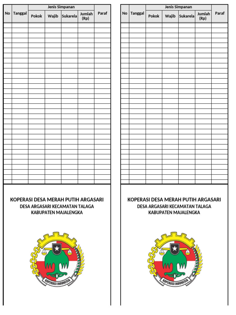 Buku Simpanan Koperasi Merah Putih | PDF